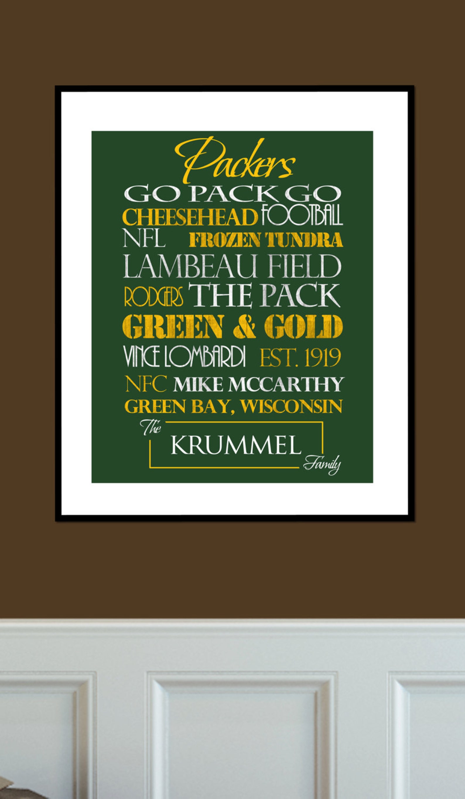 Personalized Green Bay Packers Print or Canvas. Greenbay - Etsy
