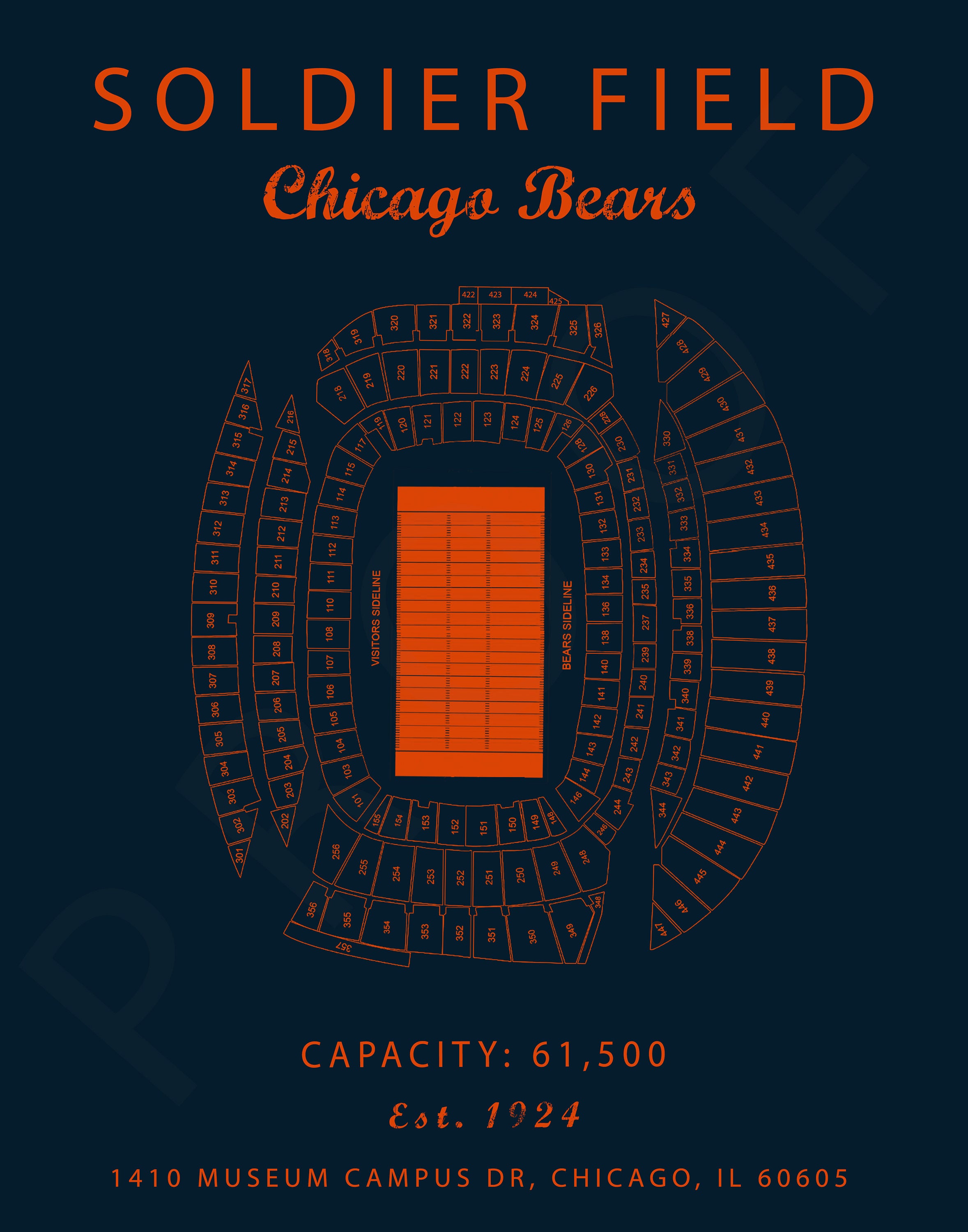 Soldier Field Soldier Field Sign Soldier Field Poster | Etsy