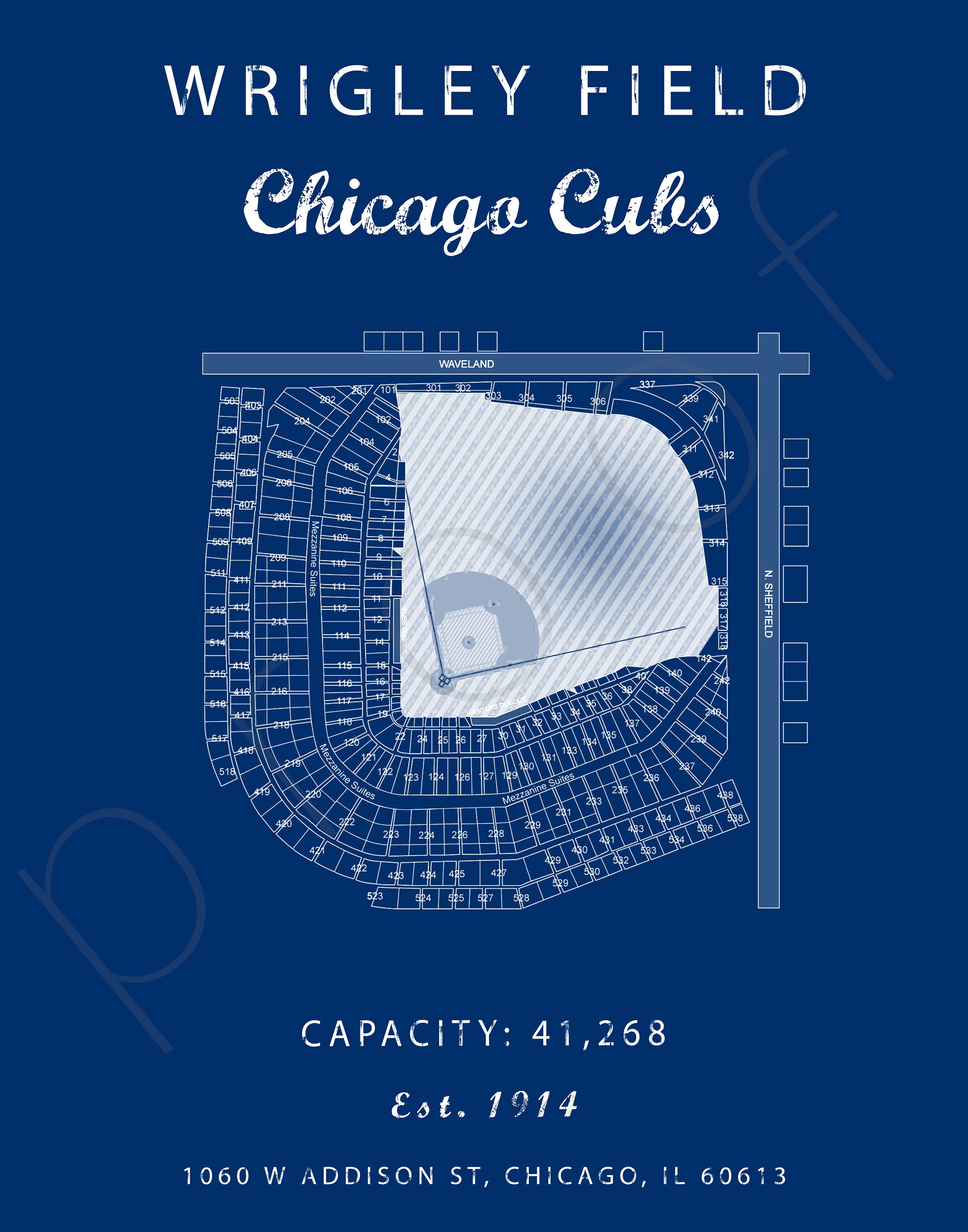 Boys Room Sports Poster. Chicago Cubs Office Wall Art for Men. Wrigley ...