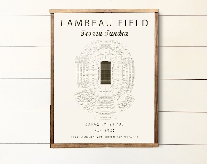 Lambeau Field Wall Art, Green Bay Packers Sign, NFL Stadium Map, Gift ...