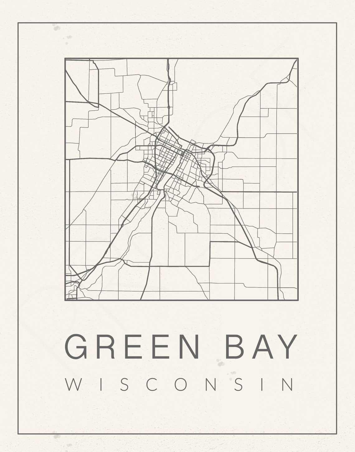 Green Bay Map, Green Bay Packers, Map of Green Bay Wisconsin, Gift for ...