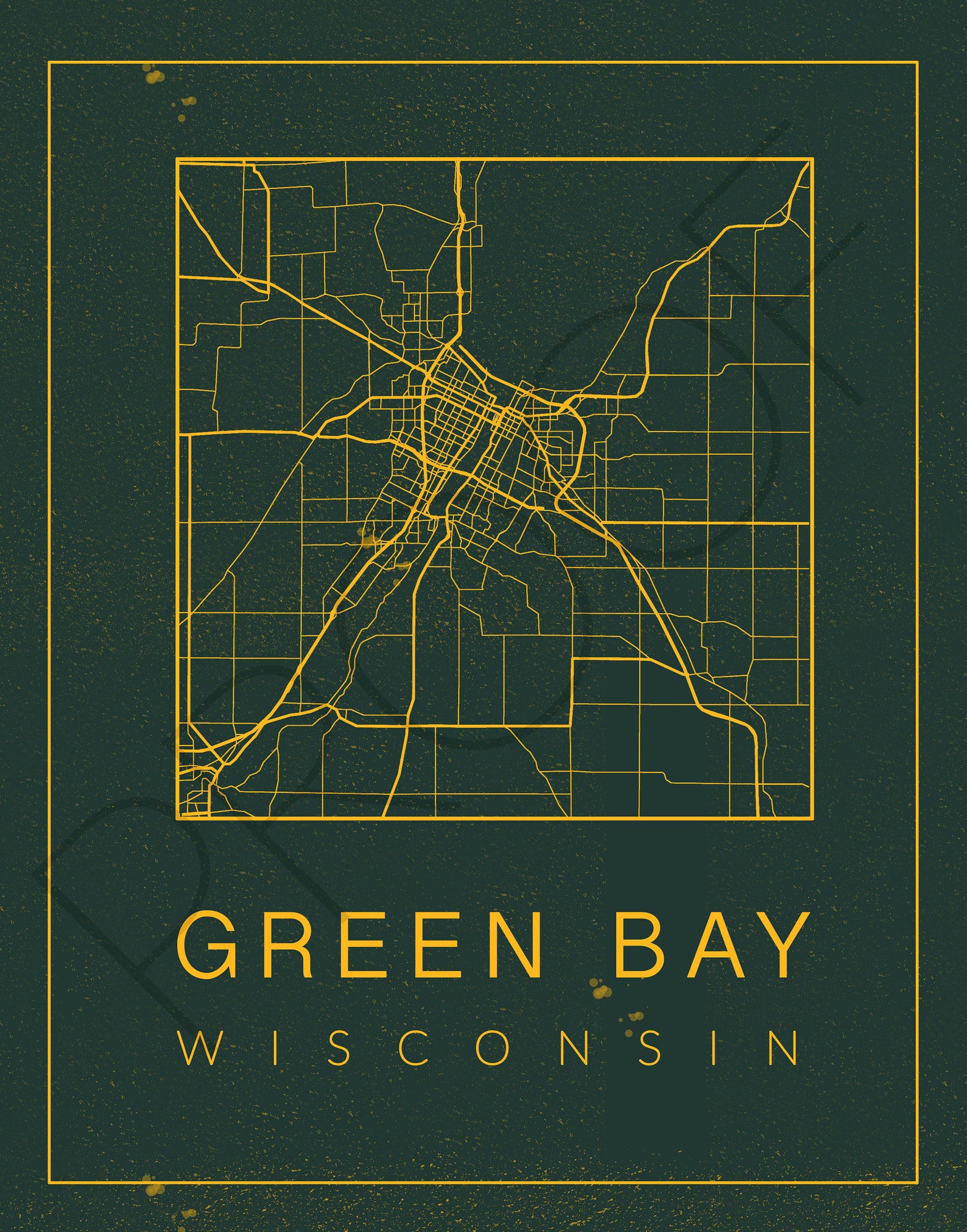 Green Bay Map Green Bay Packers Map of Green Bay Wisconsin - Etsy