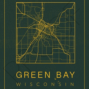 Green Bay Map, Green Bay Packers, Map of Green Bay Wisconsin, Gift for ...