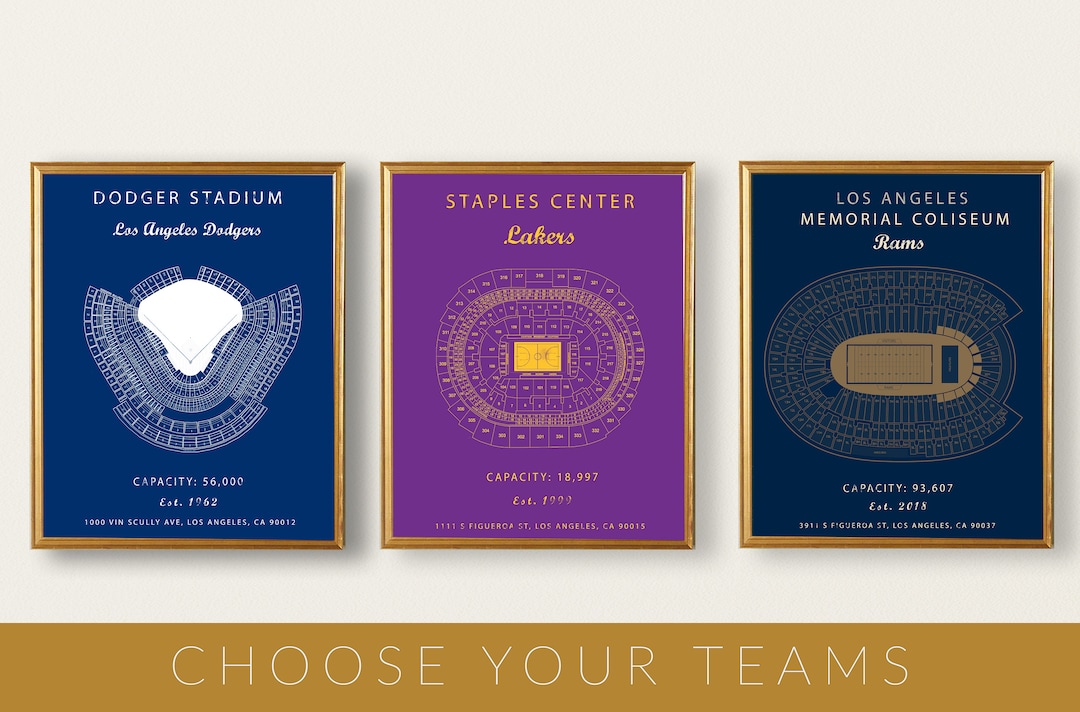 Dodgers, Lakers, Rams. Set of 3 Prints or Canvases, Dodgers Stadium ...