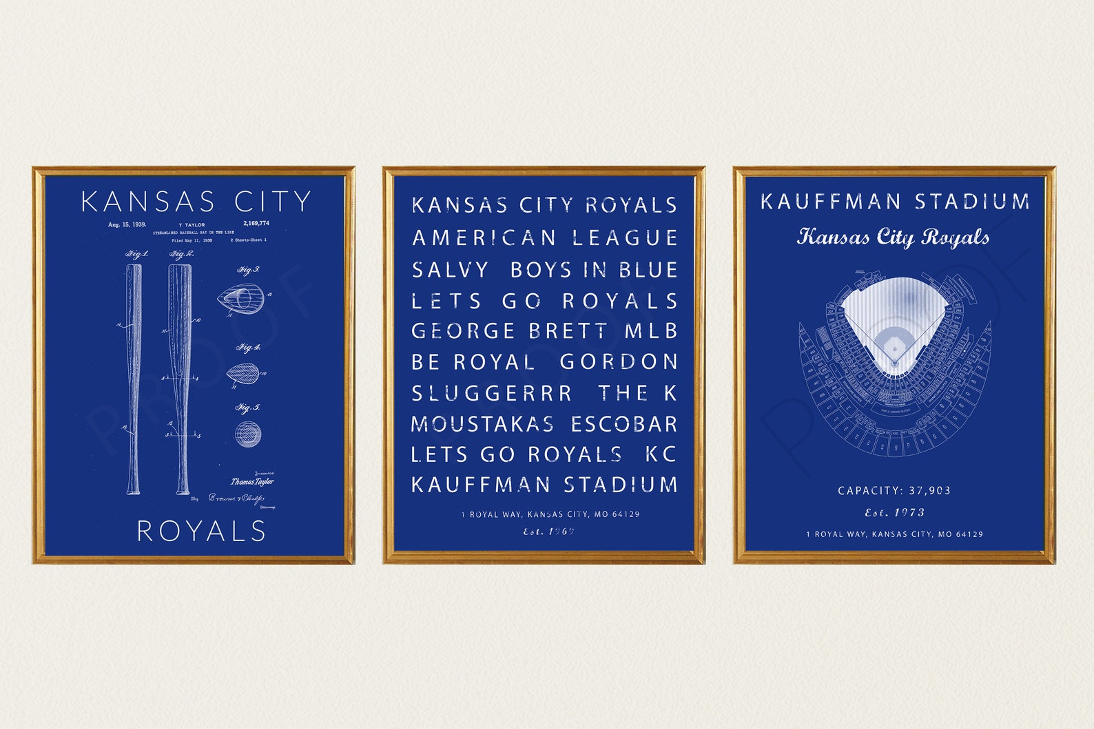 Kansas City Royals Set of 3 Prints Baseball Patent Art - Etsy