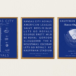 Kansas City Royals Set of 3 Prints, Baseball Patent Art, Royals Subway ...