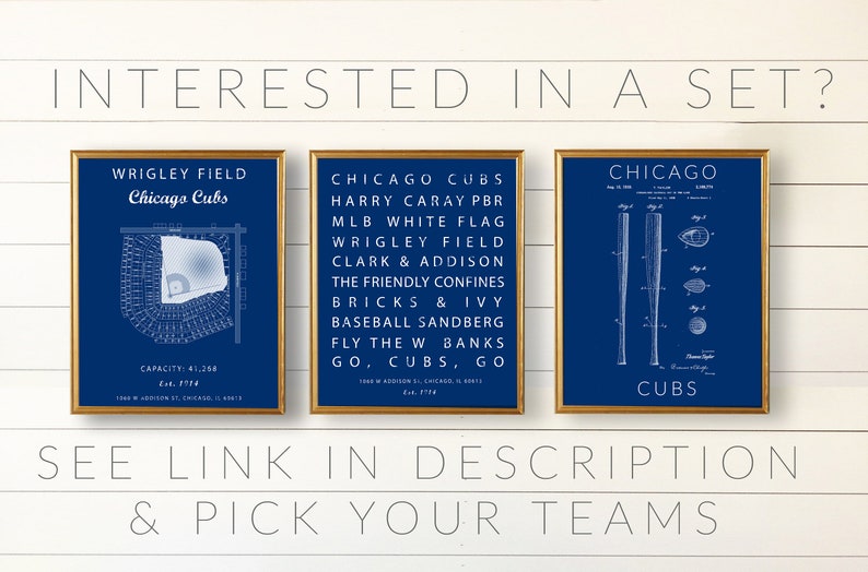 Chicago Cubs Office Decor, Boys Nursery Decor Baseball, Gift for Men ...