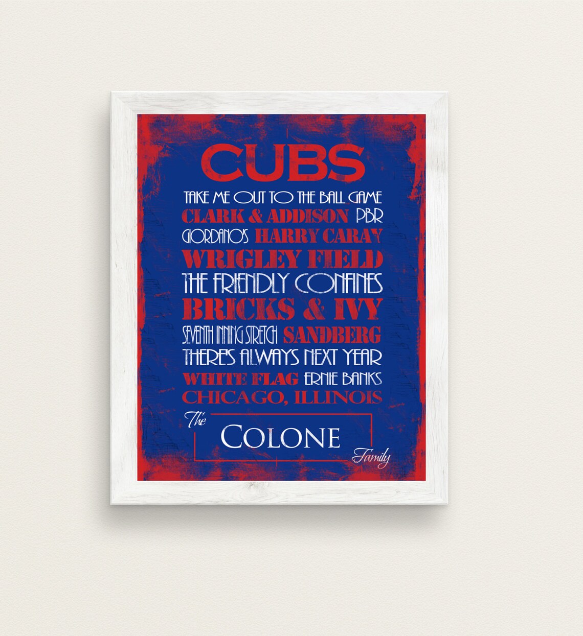 Chicago Cubs Print or Canvas. Mens Personalized. Personalized | Etsy