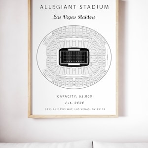 Allegiant Stadium, Las Vegas Raiders, Print or Canvas Stadium Blueprint ...