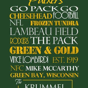 Personalized Green Bay Packers Print or Canvas. Greenbay Packers ...