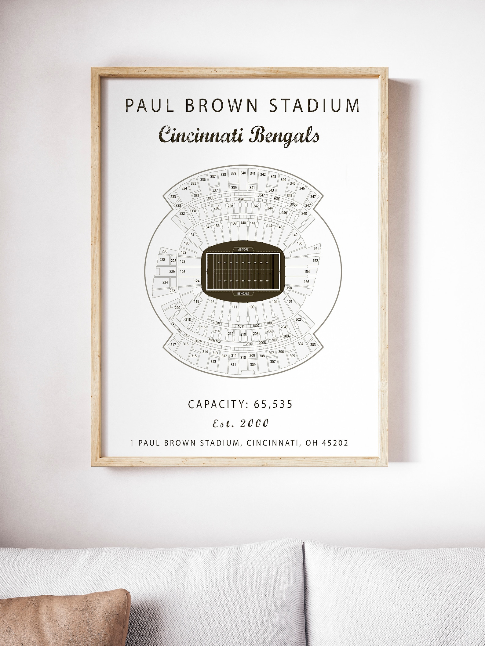 Cincinnati Bengals, Paul Brown Stadium Print or Canvas. NFL Stadium ...