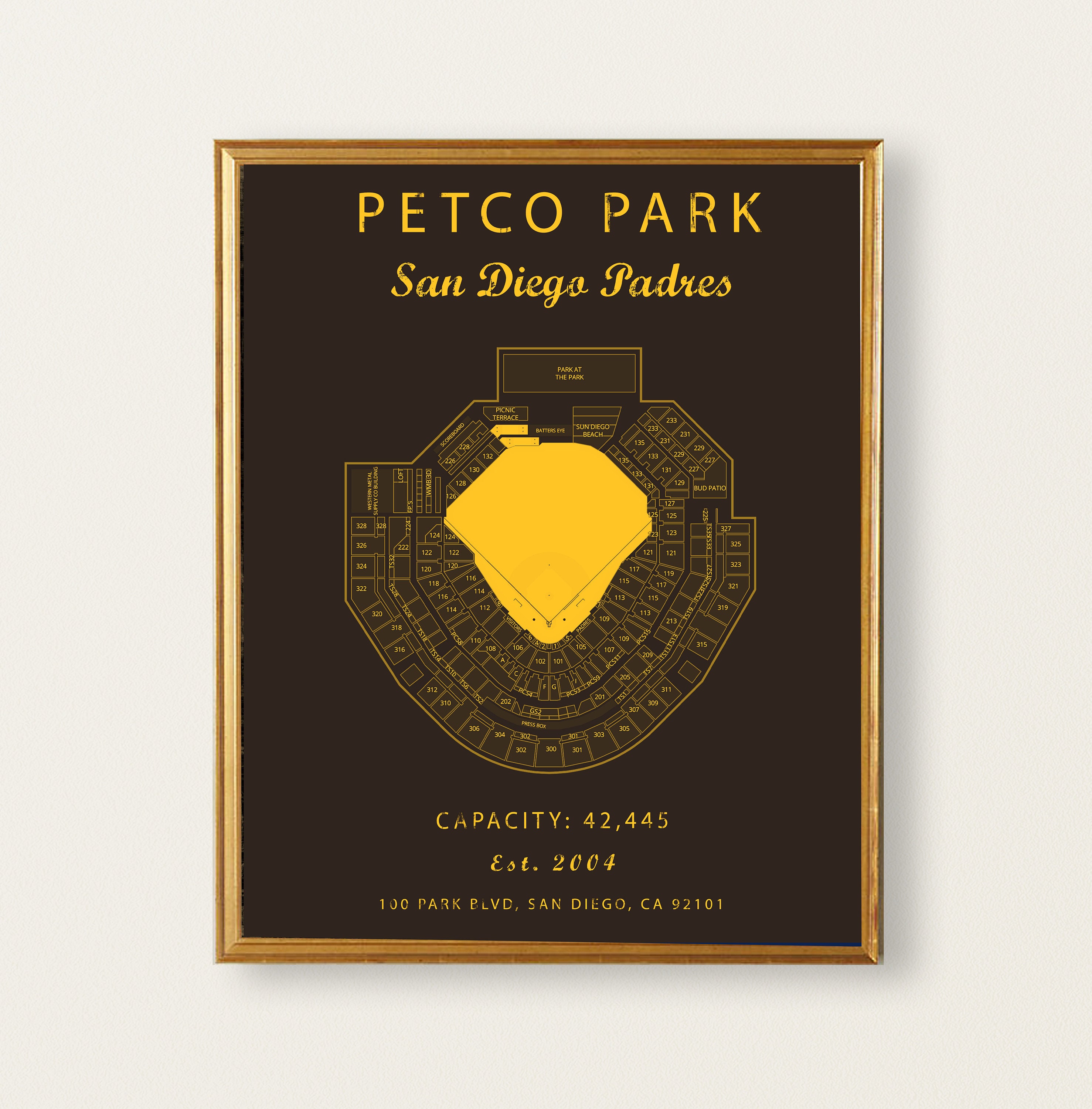 Petco Park, San Diego Padres, MLB Seating Chart, Print or Canvas ...