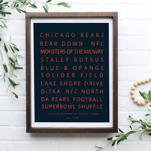 Chicago Bears Sign, Chicago Bears Subway Art, Bears Typography, Chicago ...