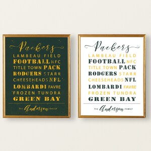 Personalized Green Bay Packers: Print or Canvas. Packers Typography ...