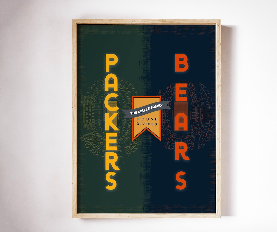 Green Bay Packers Chicago Bears House Divided Print or Canvas ...