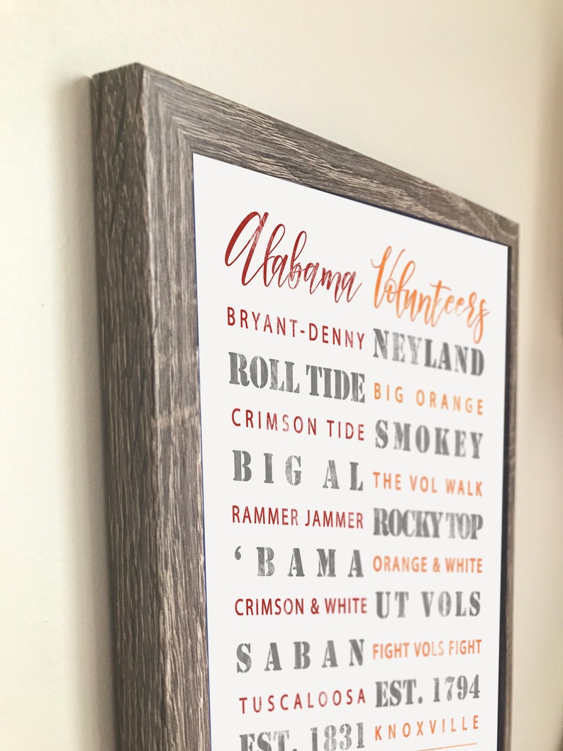 Alabama Crimson Tide Tennessee Vols House Divided Print or - Etsy
