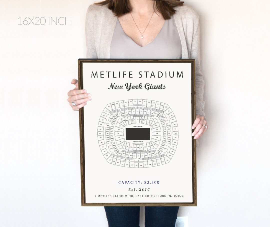 Metlife Stadium, New York Giants, Print or Canvas Stadium Blueprint ...