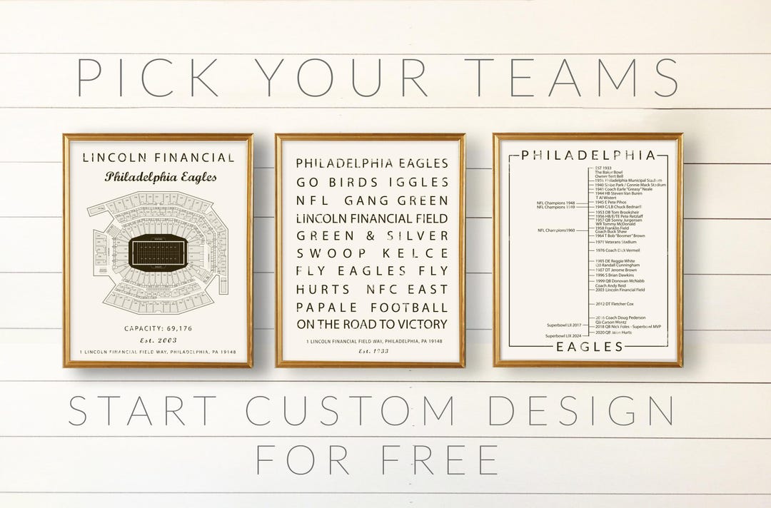 Philadelphia Eagles Set of Three Prints. Create Your Own NFL Set ...