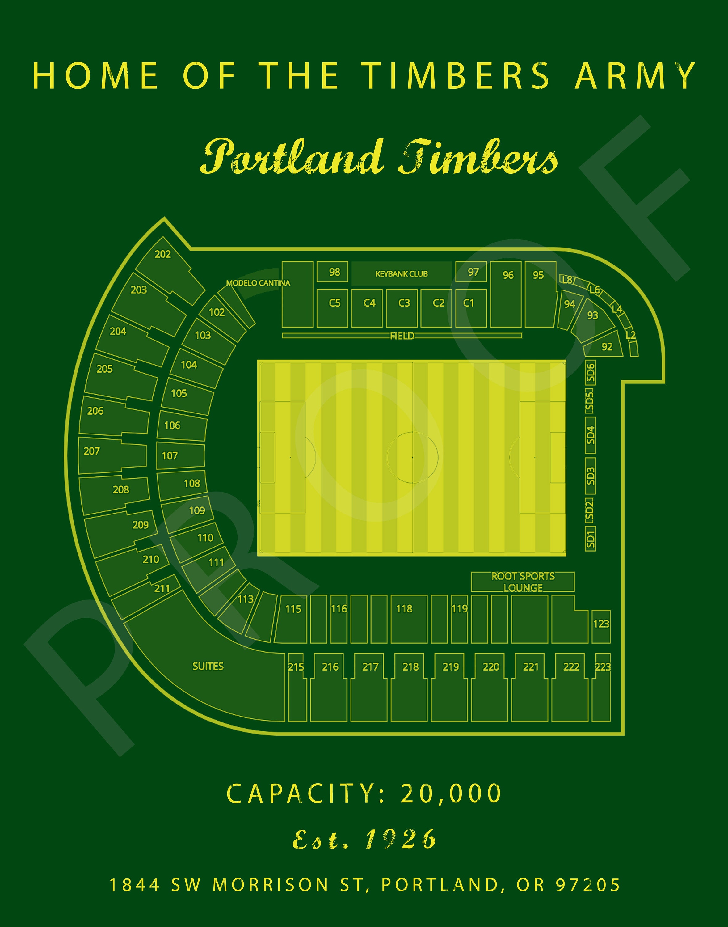 Portland Timbers, Providence Park, Timbers Art, Gift for Him, Stadium ...
