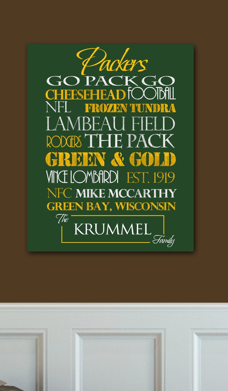 Personalized Green Bay Packers Print or Canvas. Greenbay - Etsy