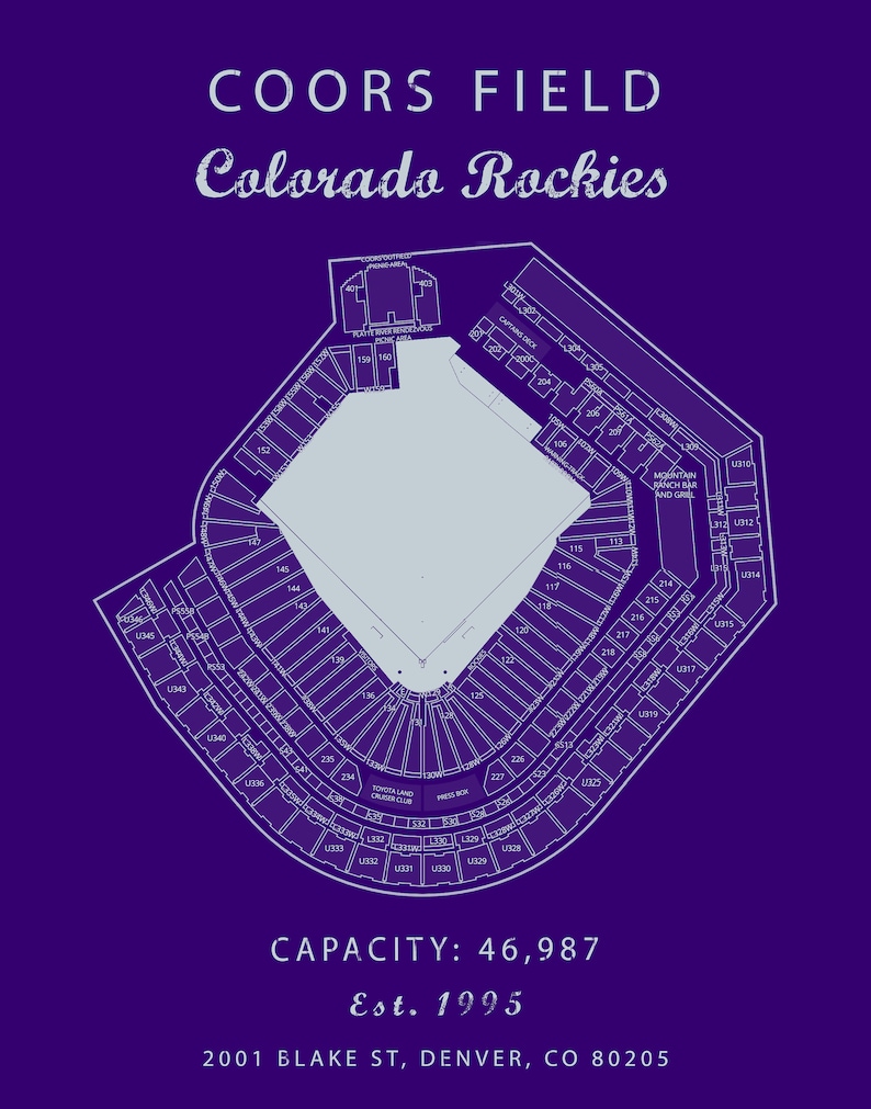 Coors Field Colorado Rockies Coors Field Seating Chart Gift - Etsy