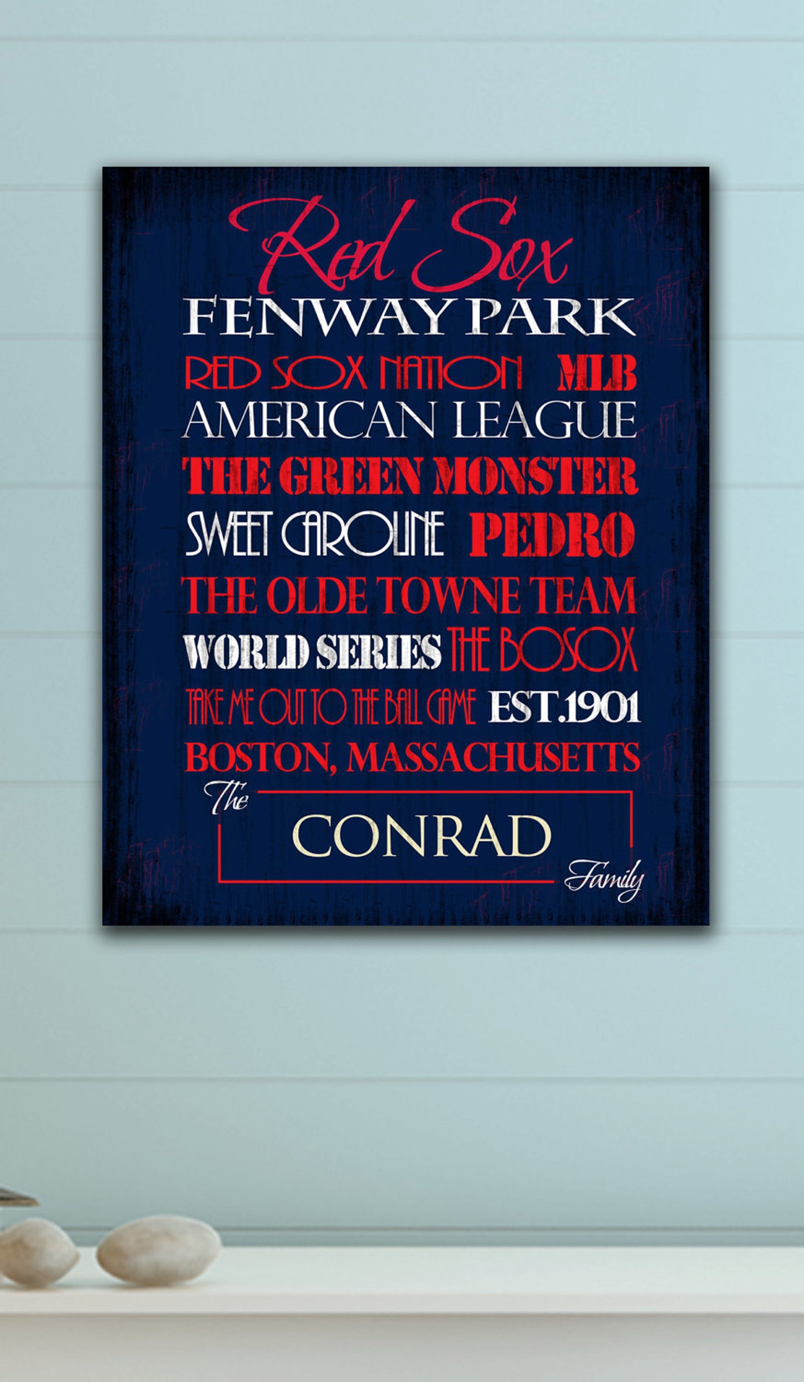Boston Red Sox Print or Canvas. Personalized Red Sox. Fenway Park ...