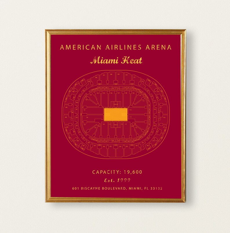 American Airlines Arena Seating Chart Miami Heat Miami Heat - Etsy