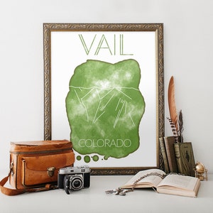 Vail Colorado Ski Trail Map Print or Canvas. Colorado Ski Map ...