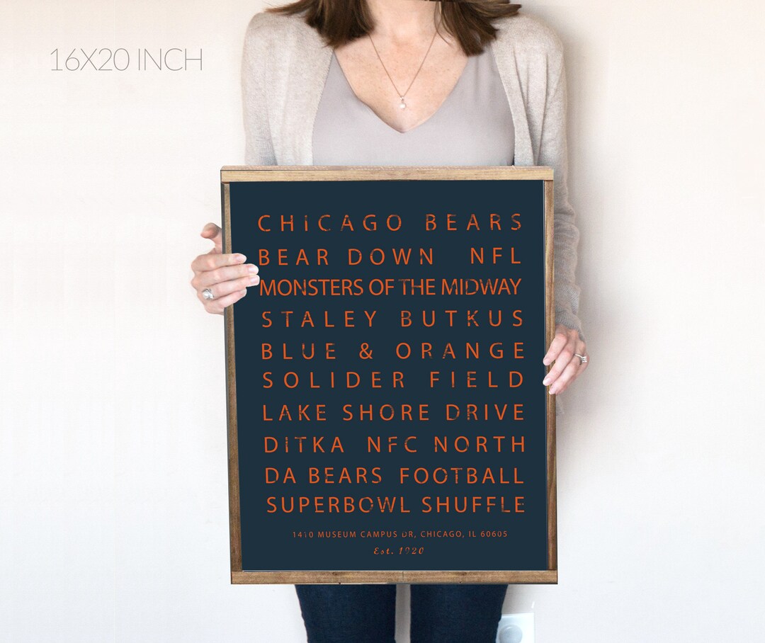 Chicago Bears Sign, Chicago Bears Subway Art, Bears Typography, Chicago ...