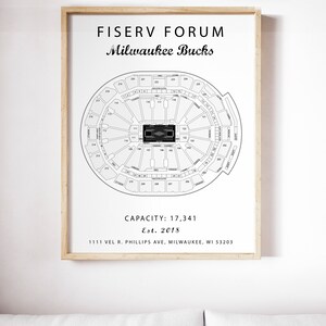 Fiserv Forum, Milwaukee Bucks, NBA Seating Chart, Print or Canvas ...