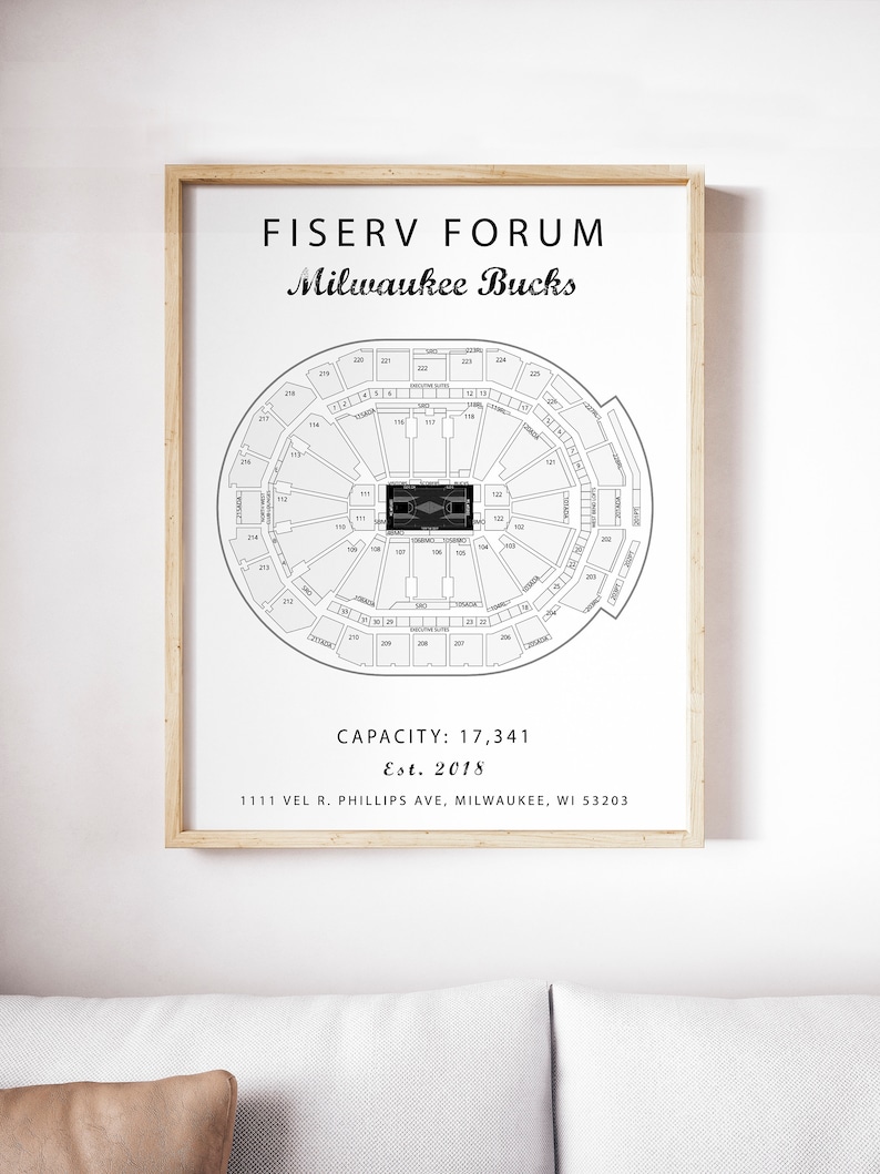 Fiserv Forum Milwaukee Bucks NBA Seating Chart Print or - Etsy