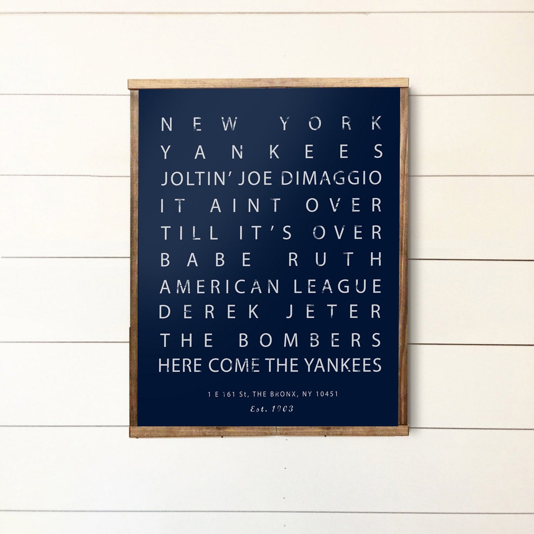 New York Yankees Gift Print or Canvas. Yankees Typography Gift for Him ...