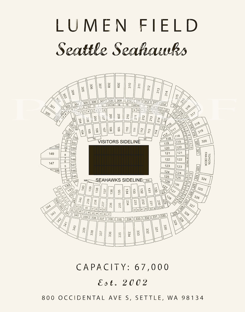 Lumen Field Seating Chart Seattle Seahawks Seattle Seahawks | Etsy