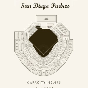 Petco Park, San Diego Padres, MLB Seating Chart, Print or Canvas ...
