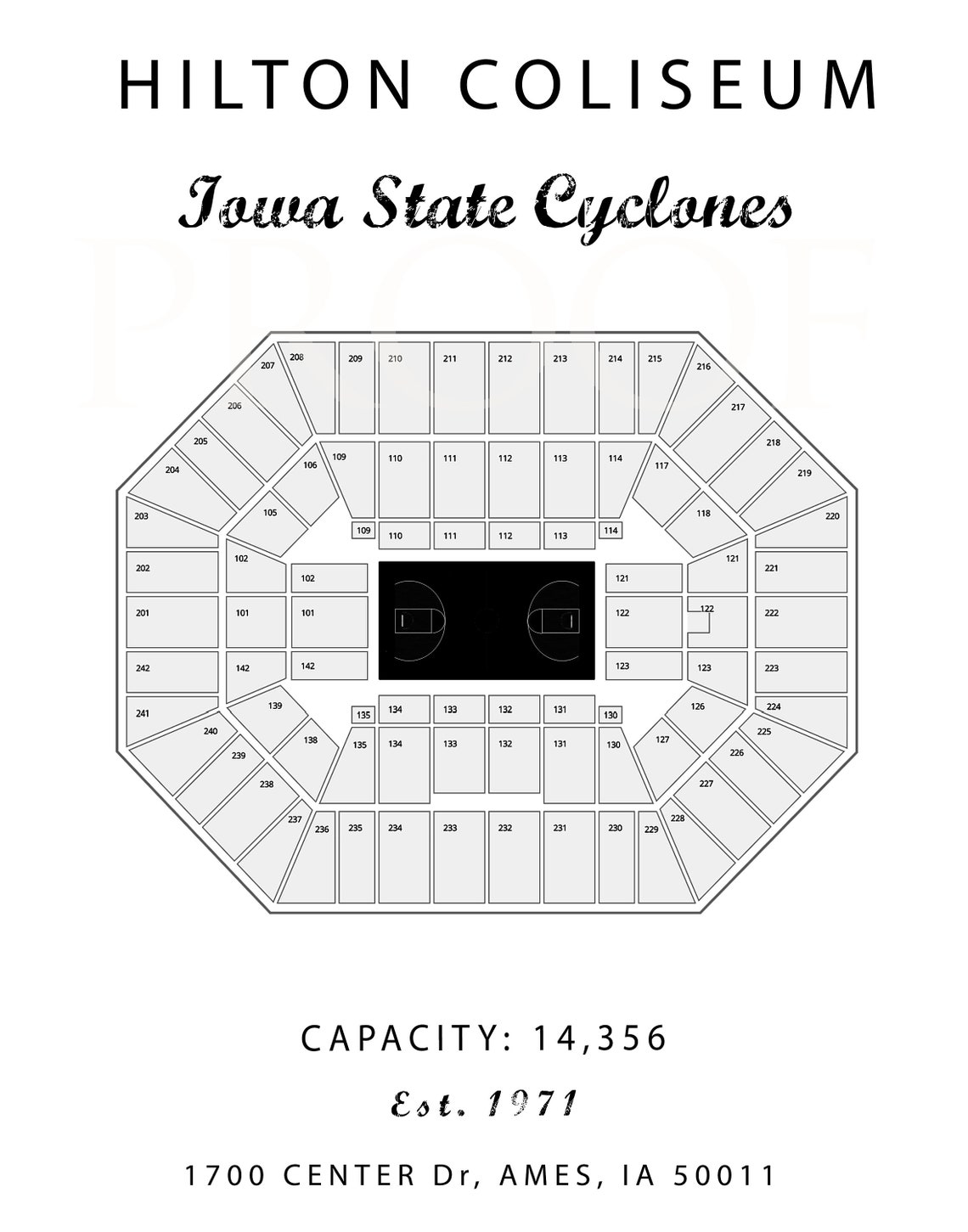 Hilton Coliseum Seating Chart Iowa State Cyclones Hilton | Etsy