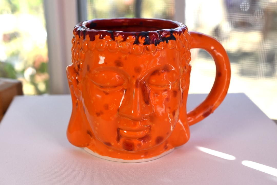 Buddha Head Mug 2, Ceramic Buddha Head Mug, Buddha Mug, Mug, Large ...