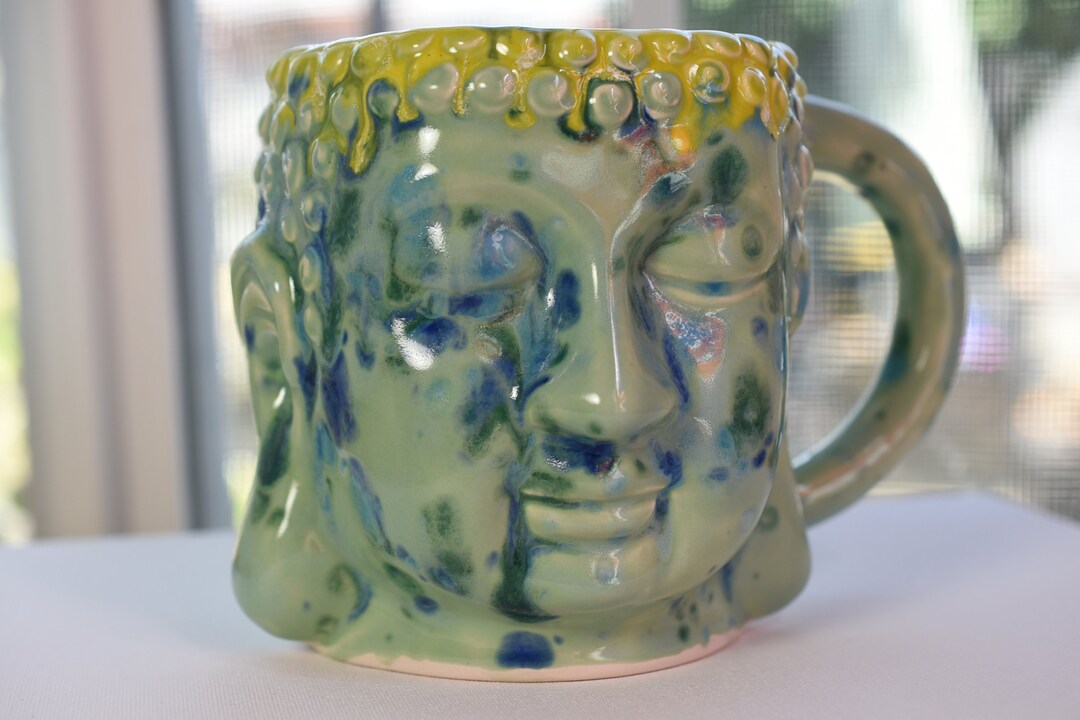 Buddha Head Mug, Ceramic Buddha Head Mug, Buddha Mug, Mug, Large ...