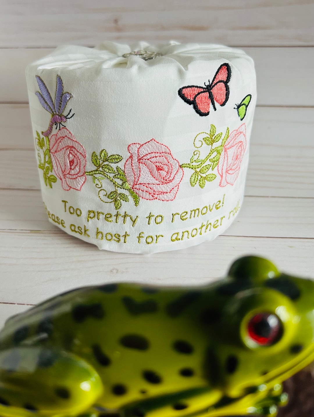 Toilet Paper Roll Cover, Wrap & Tuck, Embroidered, Luxe Embroidery ...