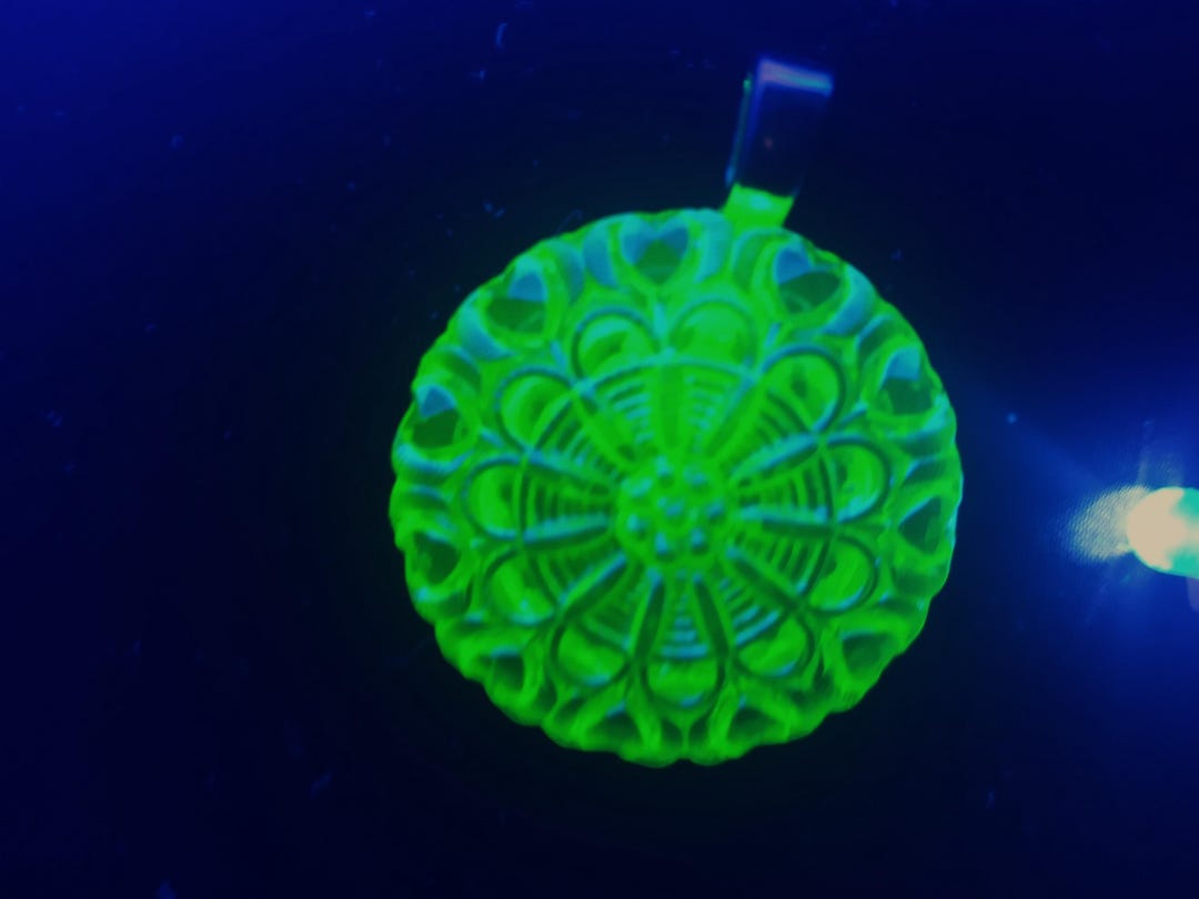 With UV Tester Key Chain Czech Vaseline Glass Necklace AB Finish 27mm ...