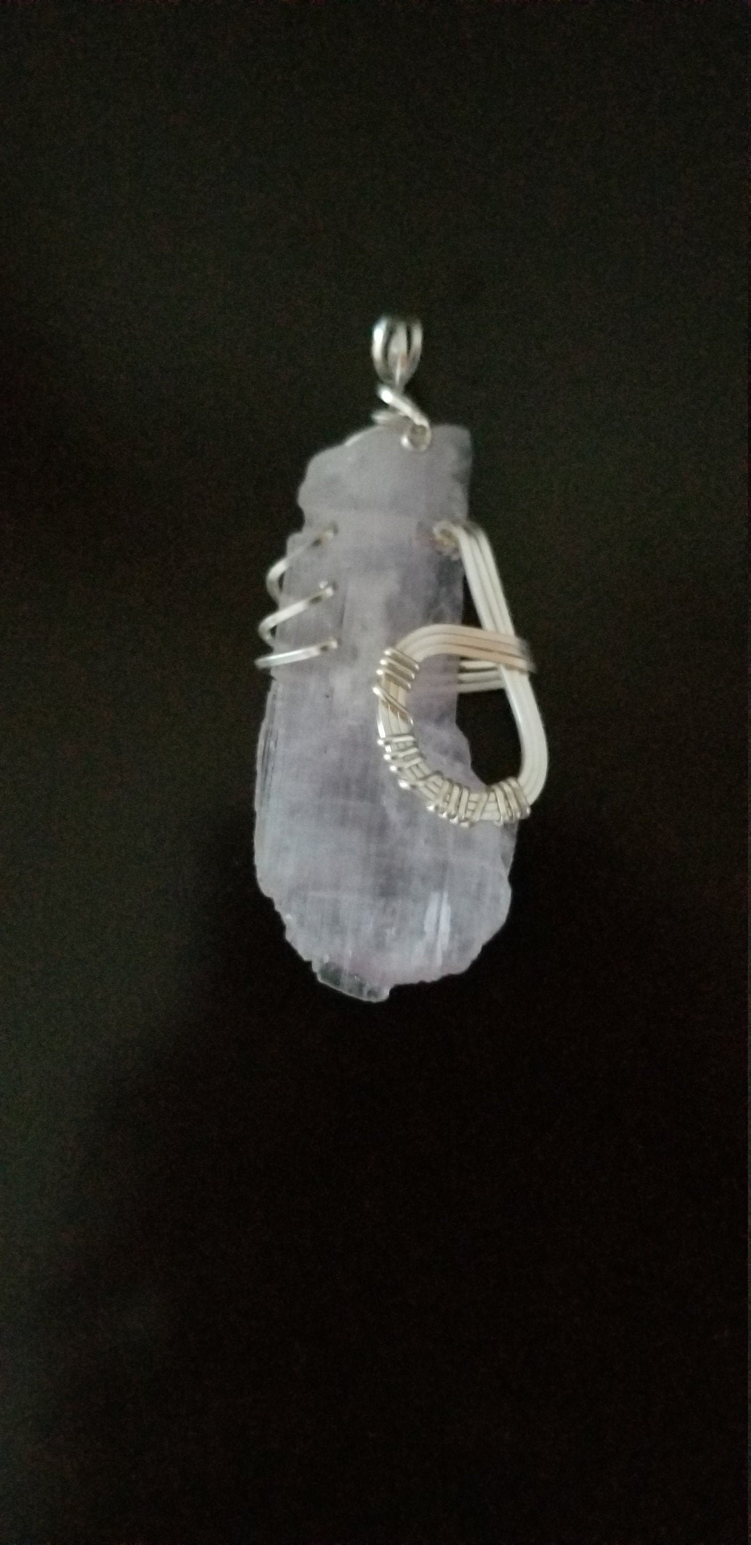 Handcrafted Raw Pink Kyanite Pendant in Silver Plated Wire Wrap Unique ...