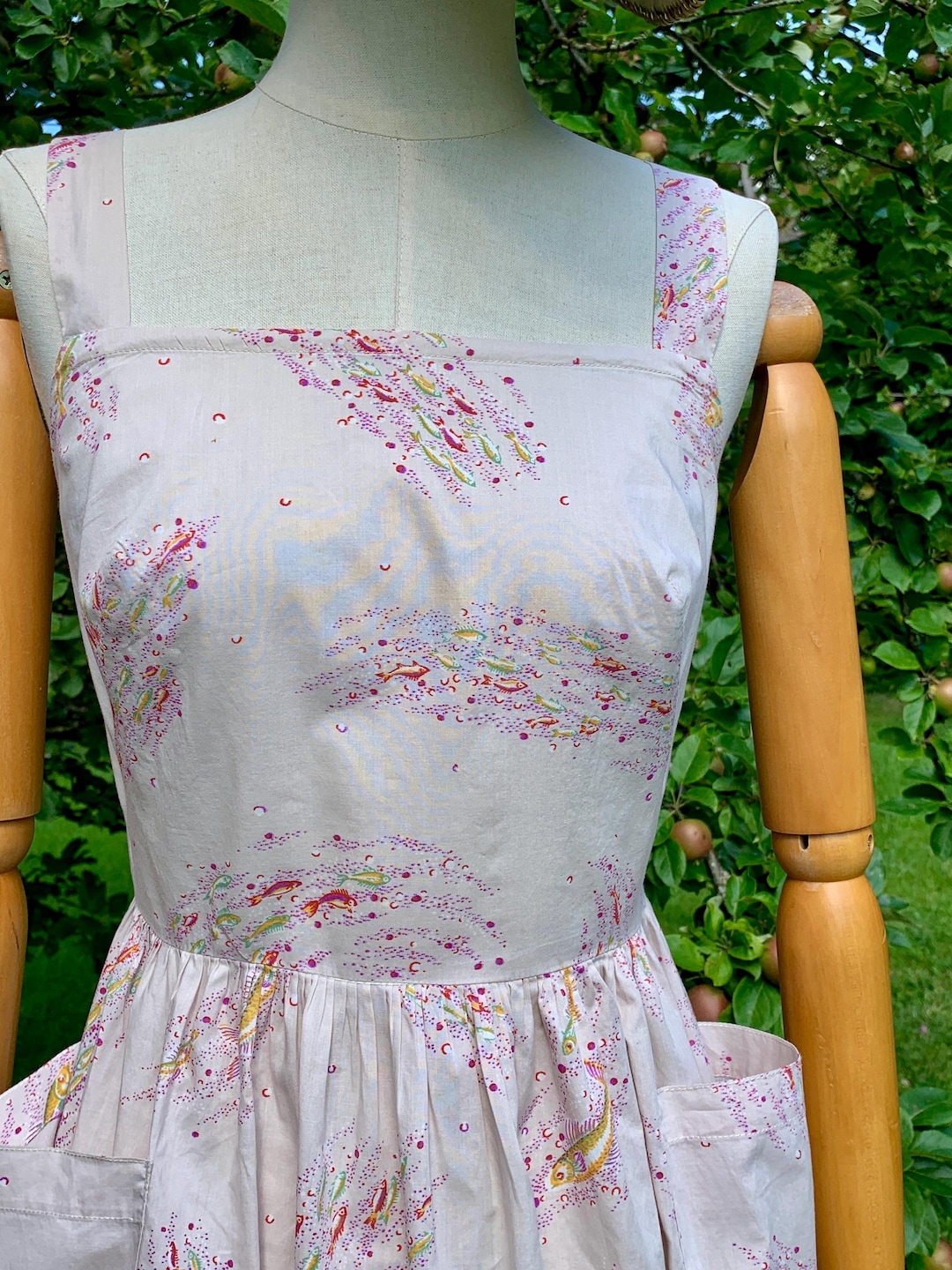 80s Chacok Paris Sunbathing Dress / Vintage Summer Printed Cotton Dress ...