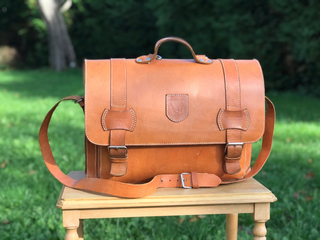1970s Honey Leather Satchel / Vintage Tan Leather Large Satchel - Etsy