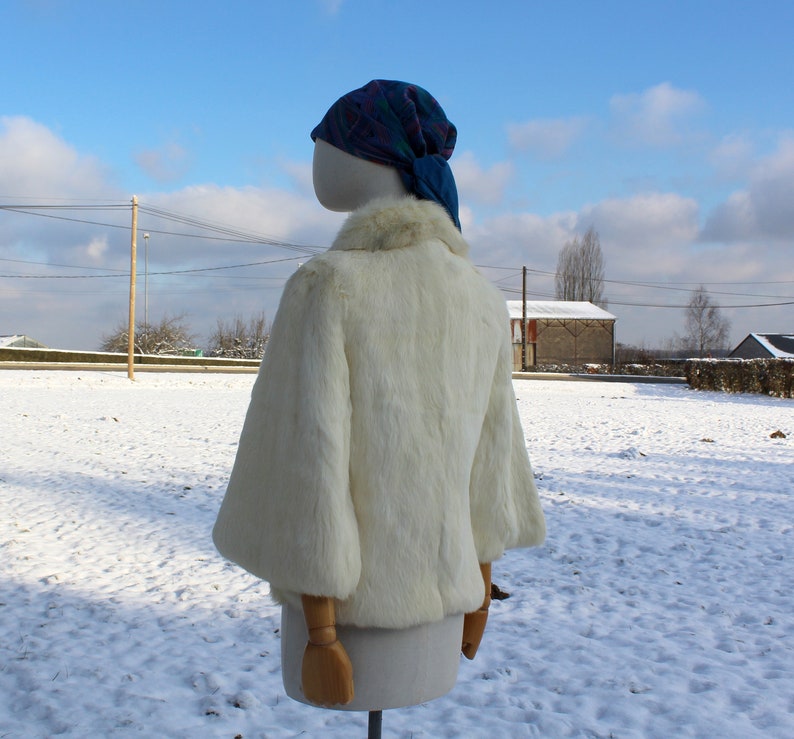 1970s White Rabbit Fur Jacket With Flare Sleeves / 1970s Jean - Etsy