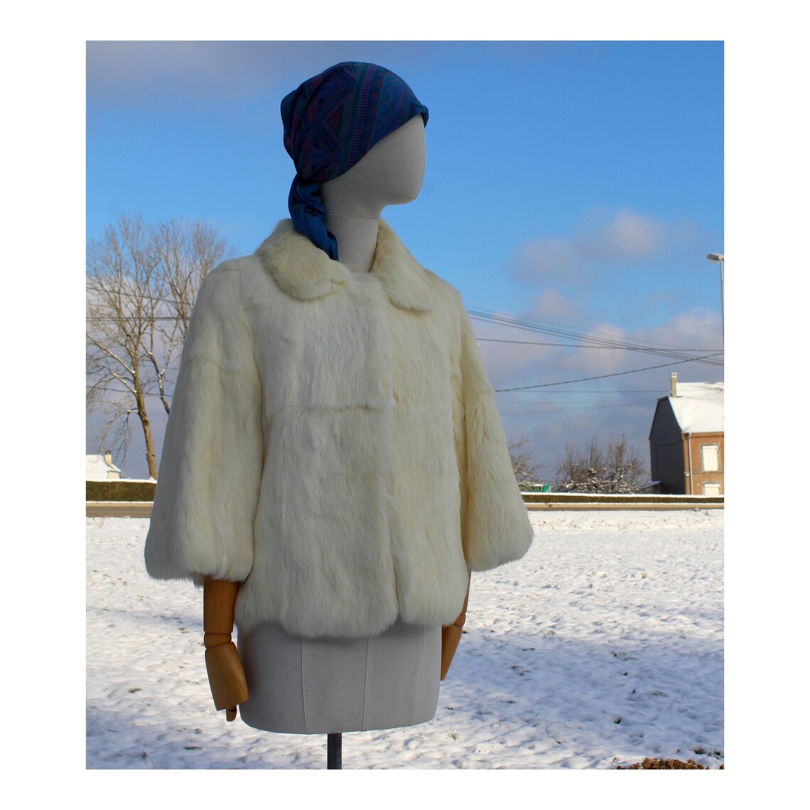 1970s White Rabbit Fur Jacket With Flare Sleeves / 1970s Jean - Etsy