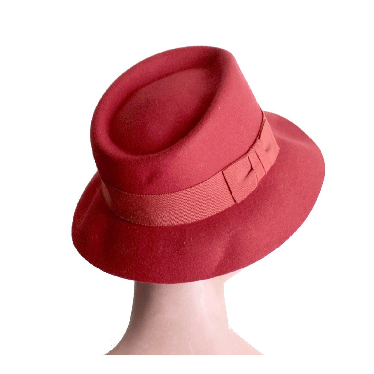 1980 French Red Fedora Hat / Vintage Fedora Red Wool Hat - Etsy