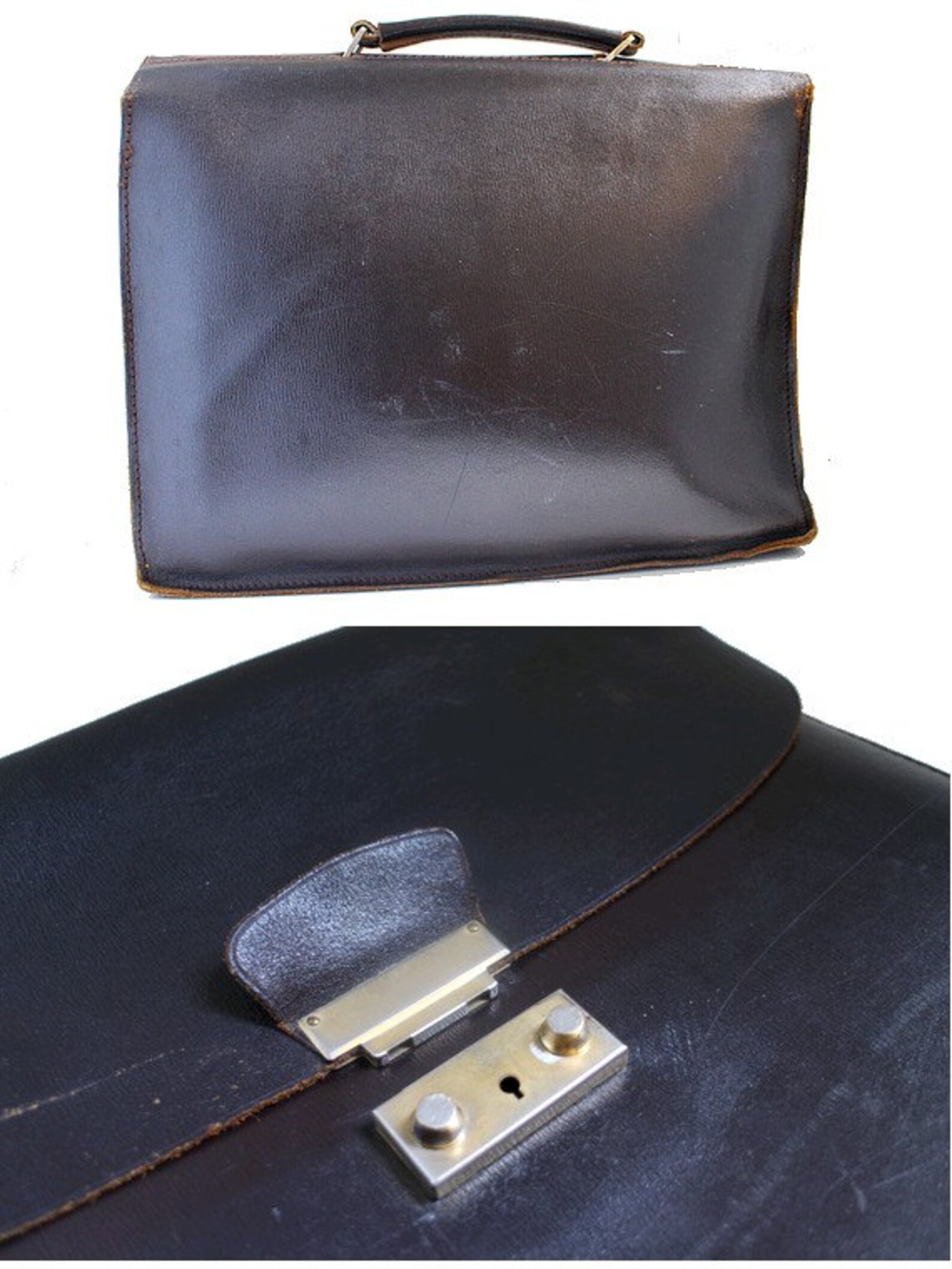 SATCHEL BRIEFCASE Brown Leather - Etsy