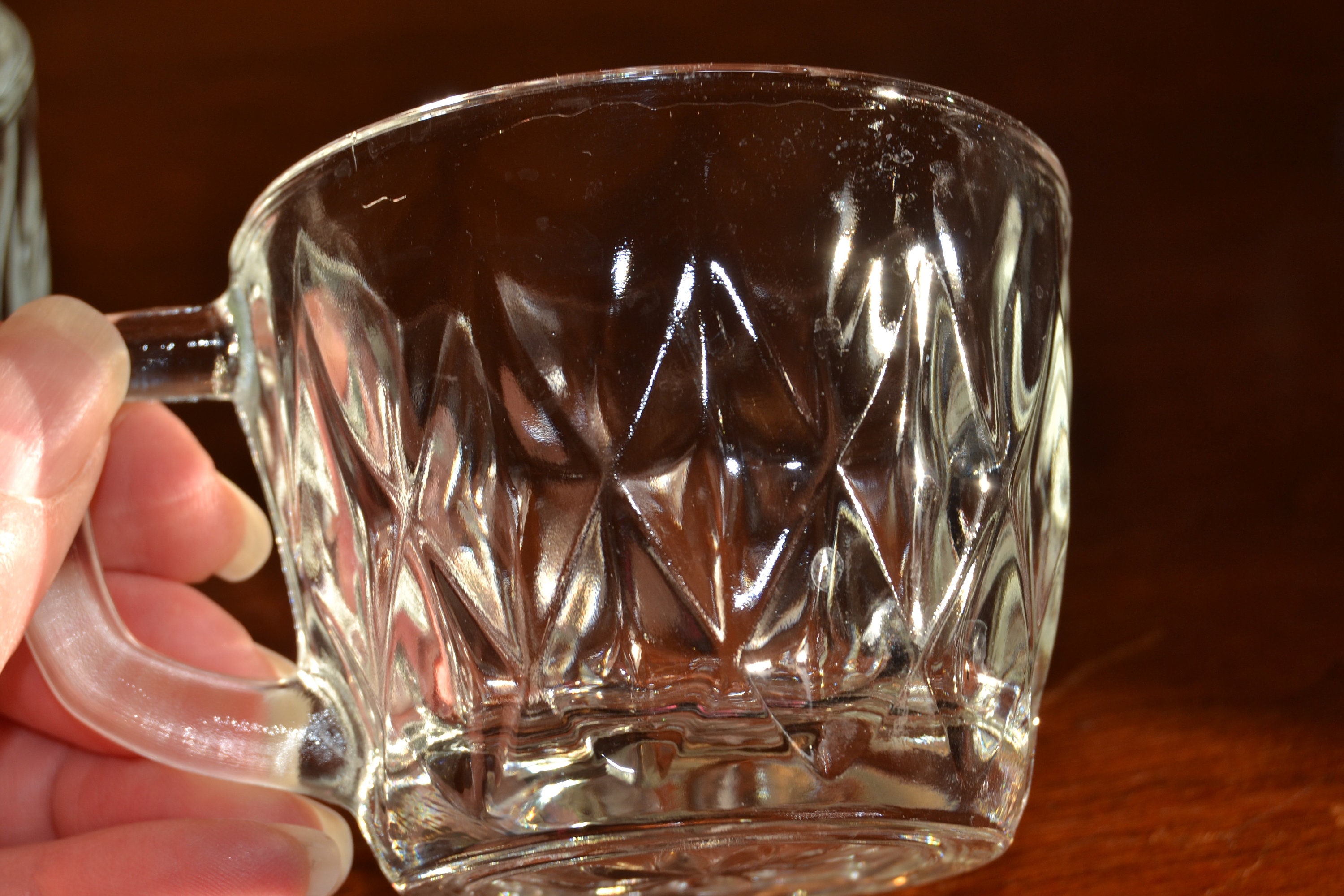 Vintage Punch Bowl Mug Set. Anchor Hocking Crown Point. Set of 4 Punch ...