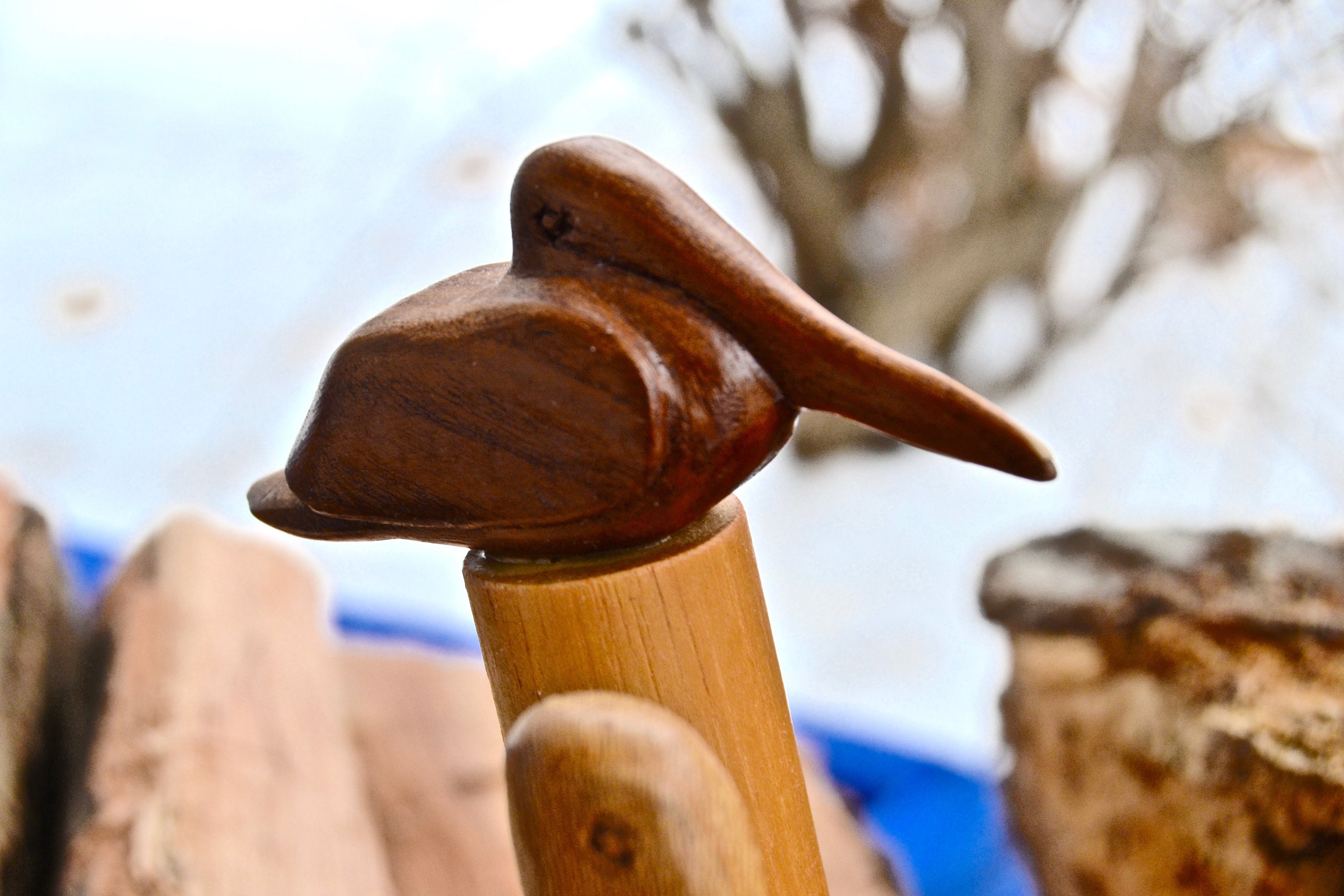 Pelican Wood Carving. Pelican Decor. Hand Carved Marine Birds. Ocean ...
