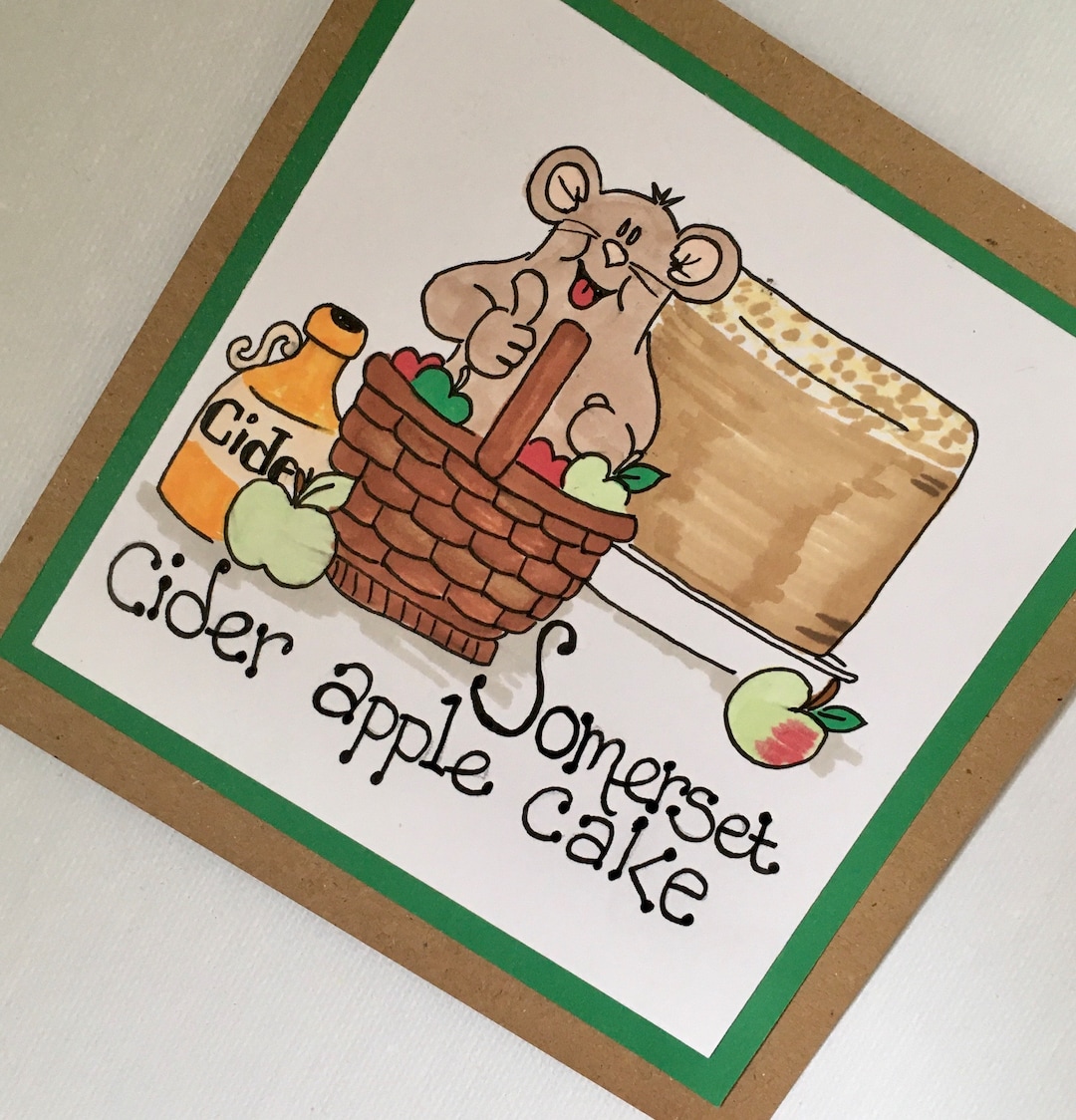 Somerset Cider Apple Cake Mouse Card and Recipe for Any Occasion - Etsy