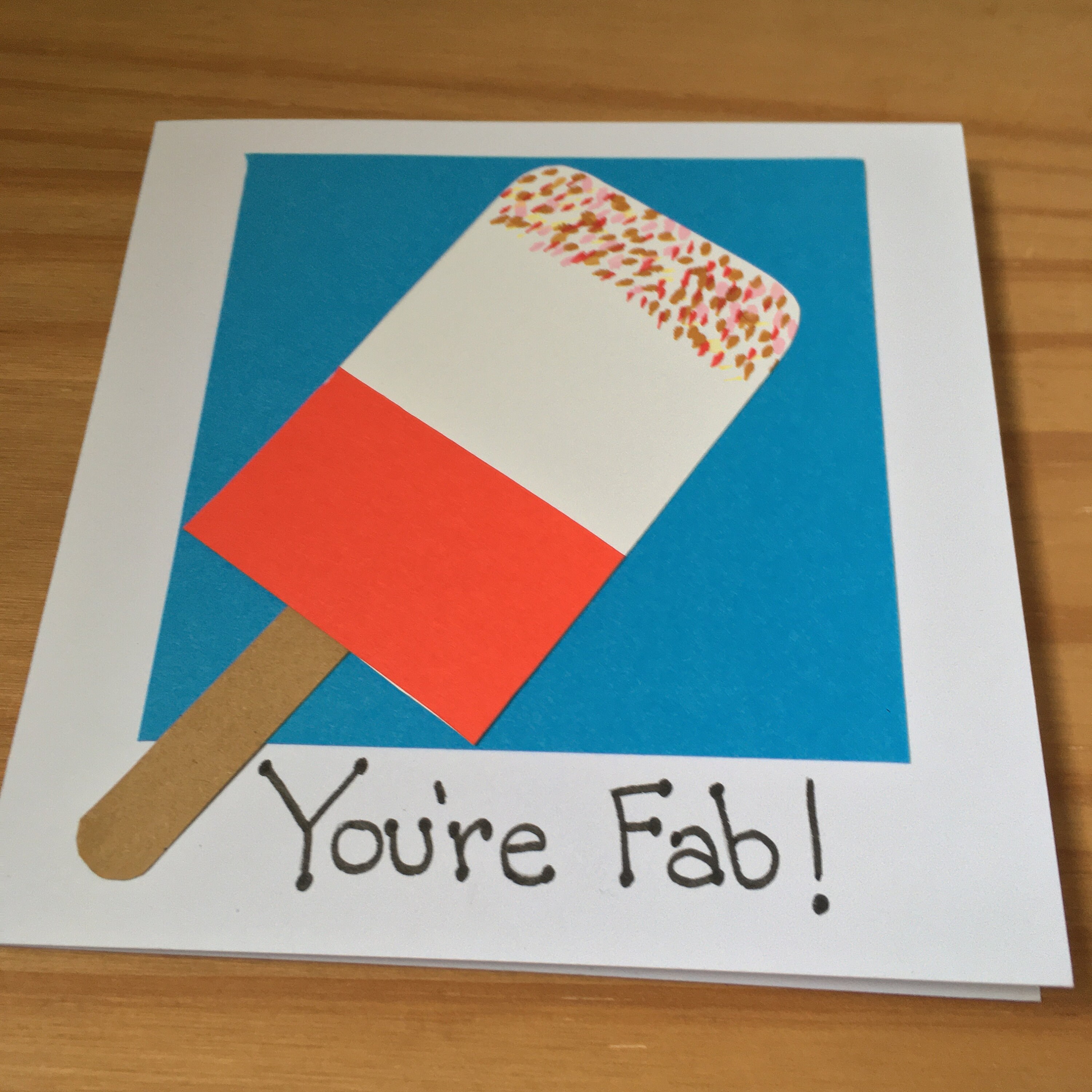 You're fab Fab ice lolly handmade greetings card. | Etsy